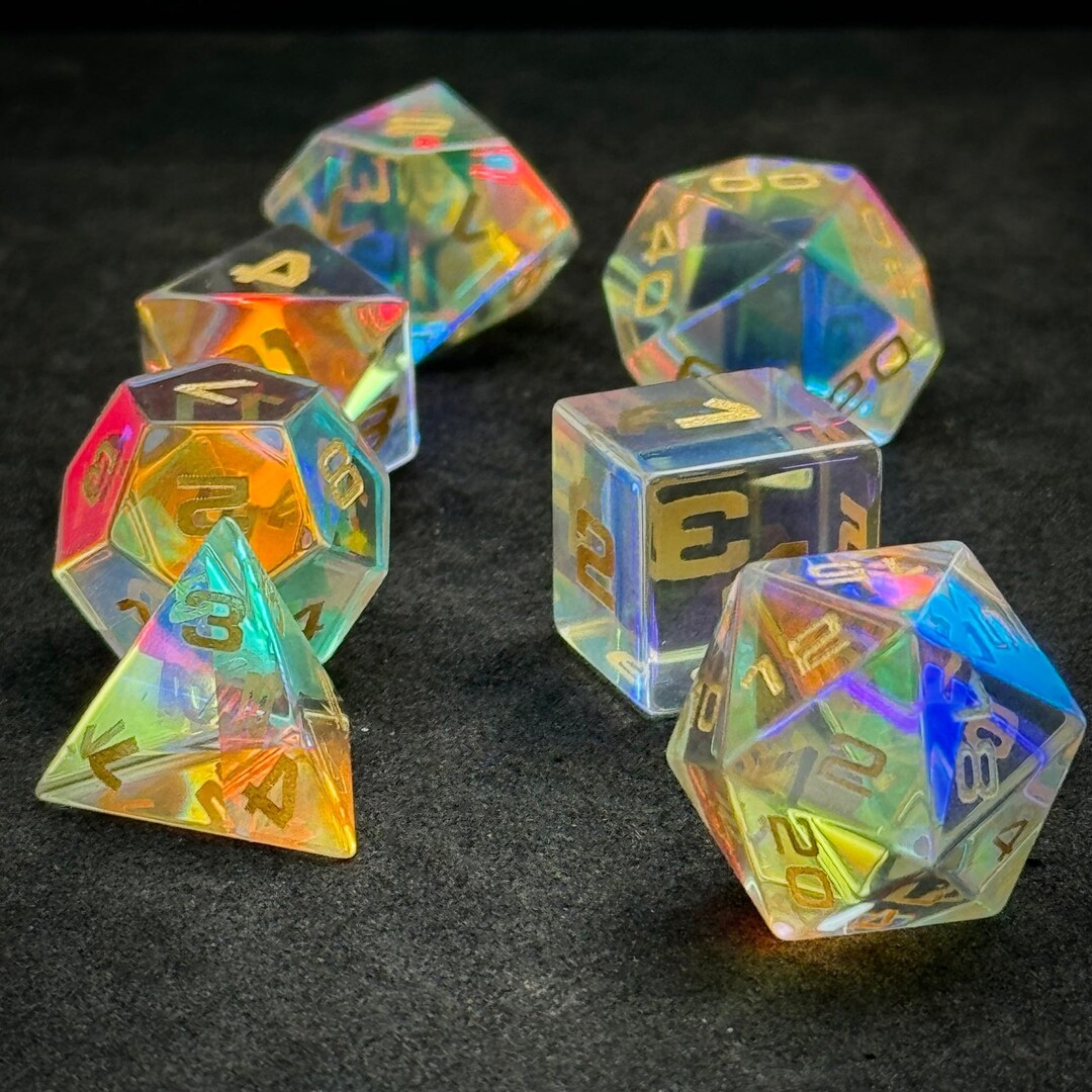 Prismatic Glass, 7-piece Dichroic Polyhedral Dnd Dice Set - Etsy