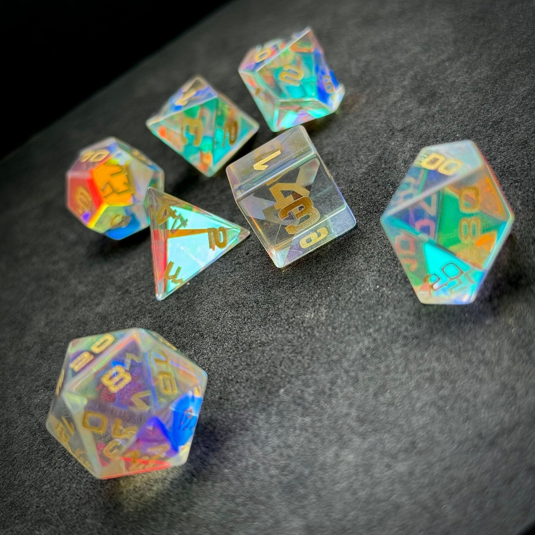 Prismatic Glass, 7-piece Dichroic Polyhedral Dnd Dice Set - Etsy