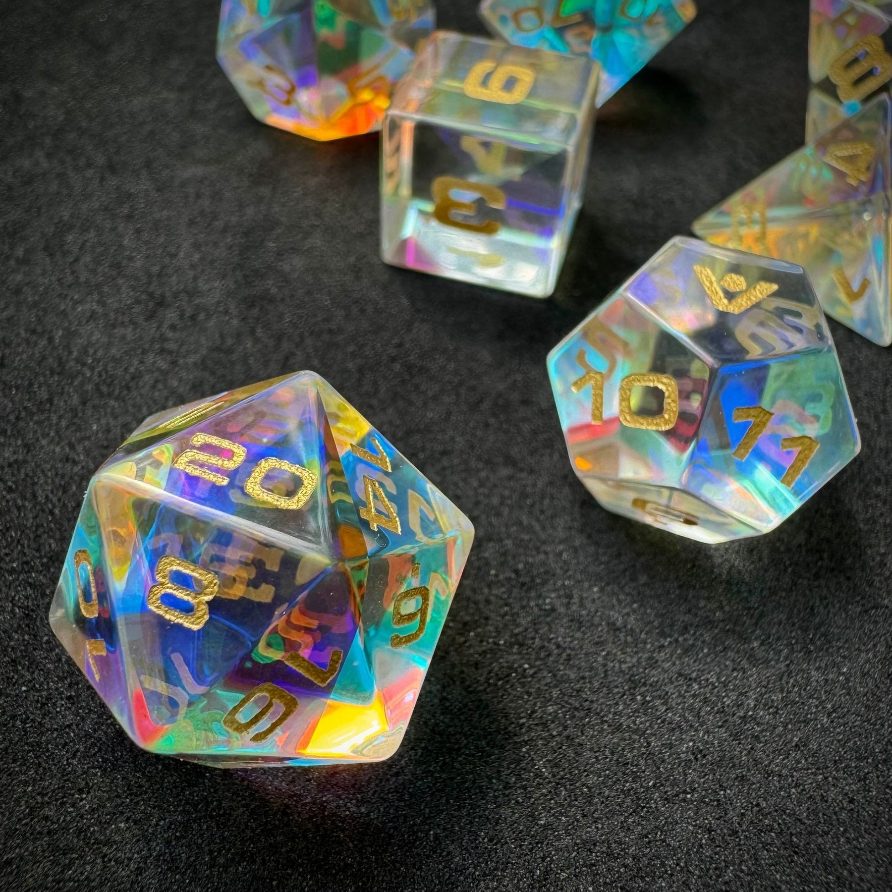 Prismatic Glass, 7-piece Dichroic Polyhedral Dnd Dice Set - Etsy