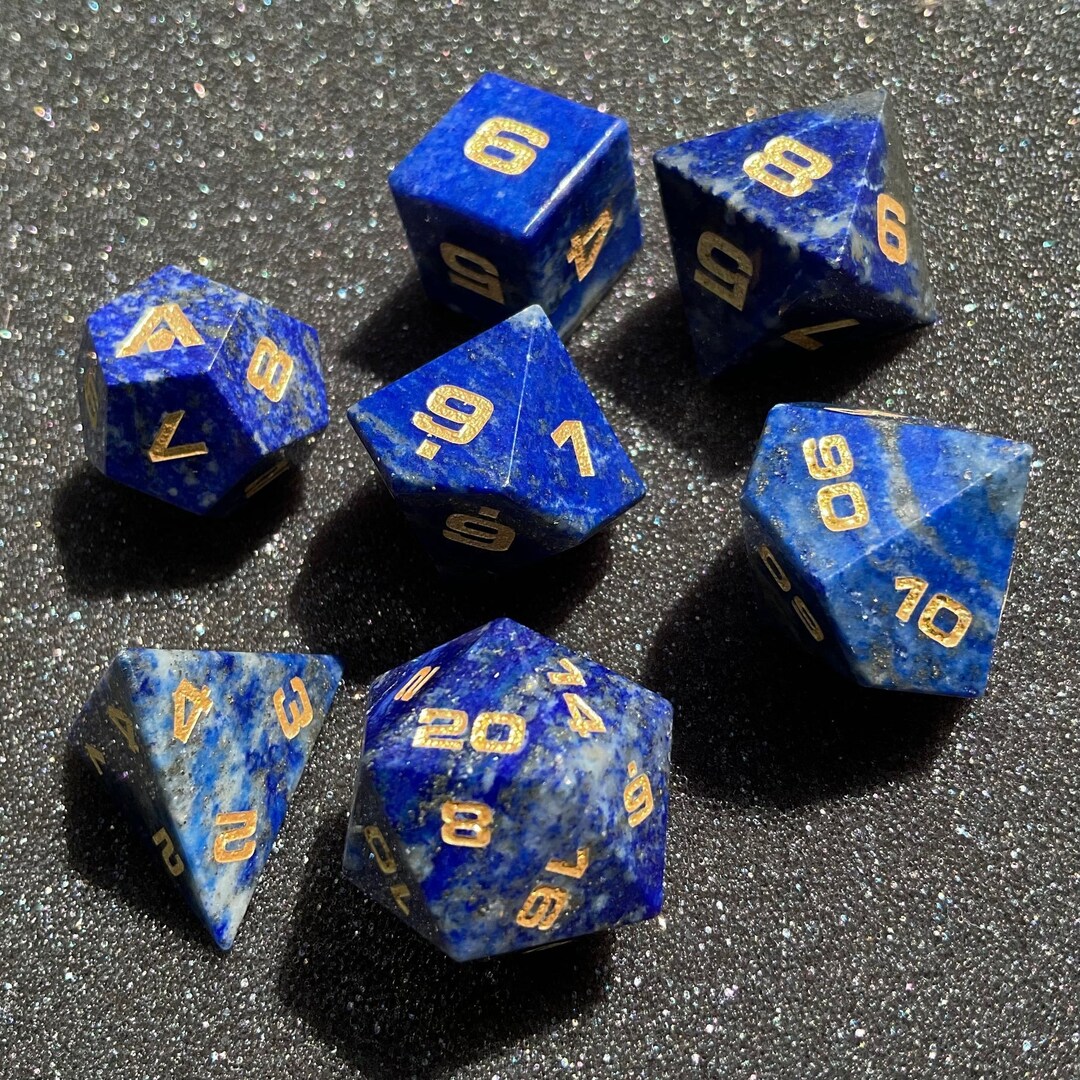 Lapis Lazuli 7-piece Gemstone Polyhedral Dnd Dice Set - Etsy