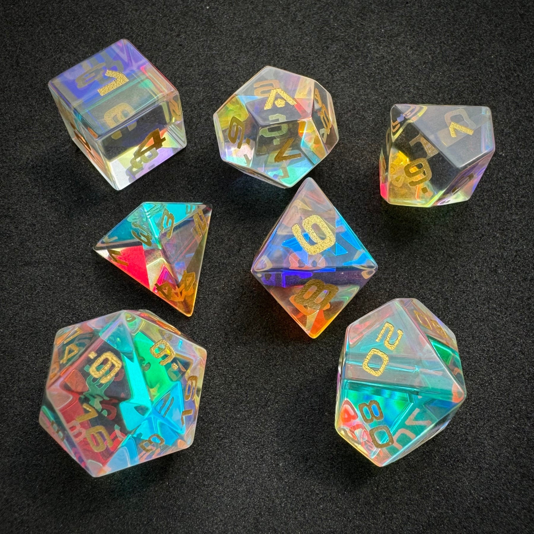 Prismatic Glass, 7-piece Dichroic Polyhedral Dnd Dice Set - Etsy