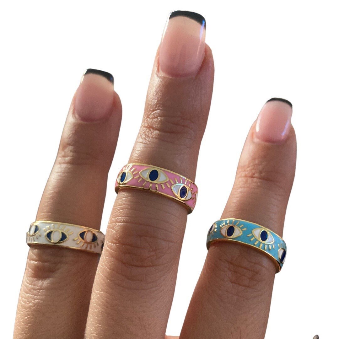 Pastel Enamel Ring Boho Ring Pastel Jewellery Gift for Her Ring Pastel ...