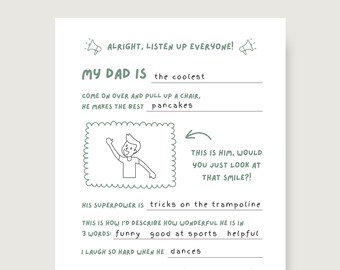 Father's Day Kids Interview Template - Etsy