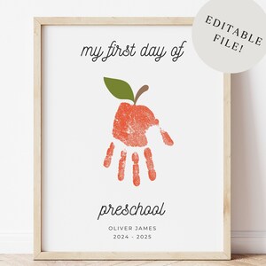 Apple First Day of School Handprint Craft Back to School Printable ...