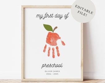 First Day of School Pencil Handprint Craft Back to School Printable ...