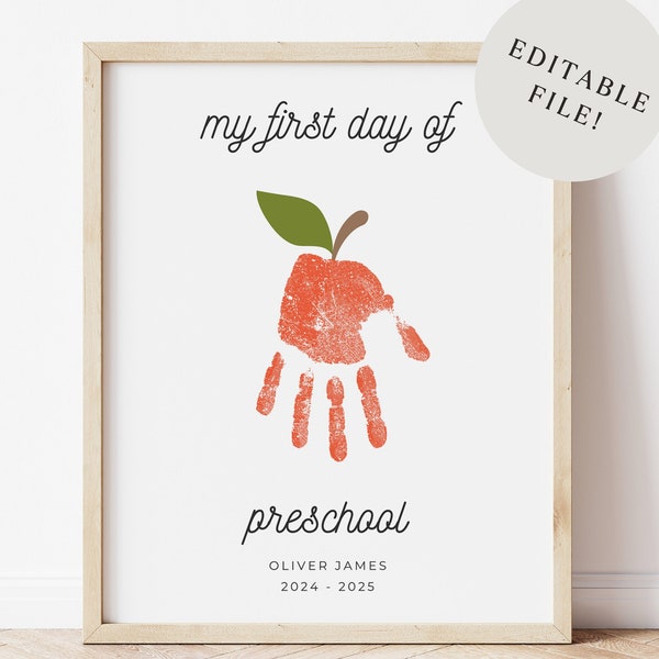 Apple First Day of School Handprint Craft Back to School Printable ...
