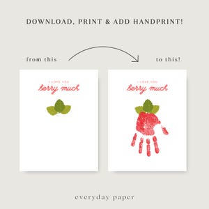 Strawberry Handprint Art Printable | I Love You Berry Much Handprint ...