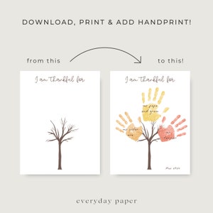 Thanksgiving Handprint Art Printable | Thankful Tree Handprint Craft ...
