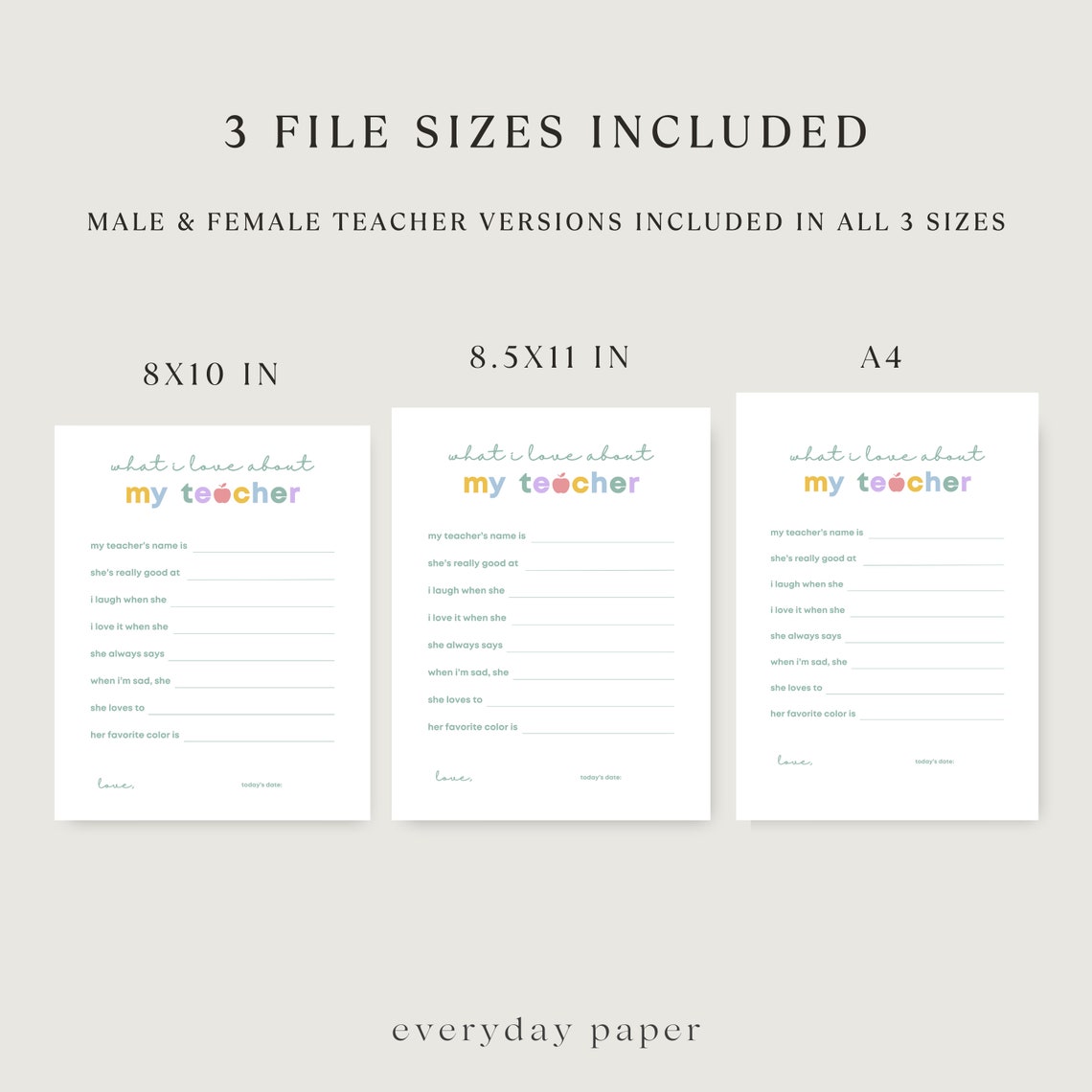 Teacher Questionnaire Interview Teacher Card From Student End of Year ...