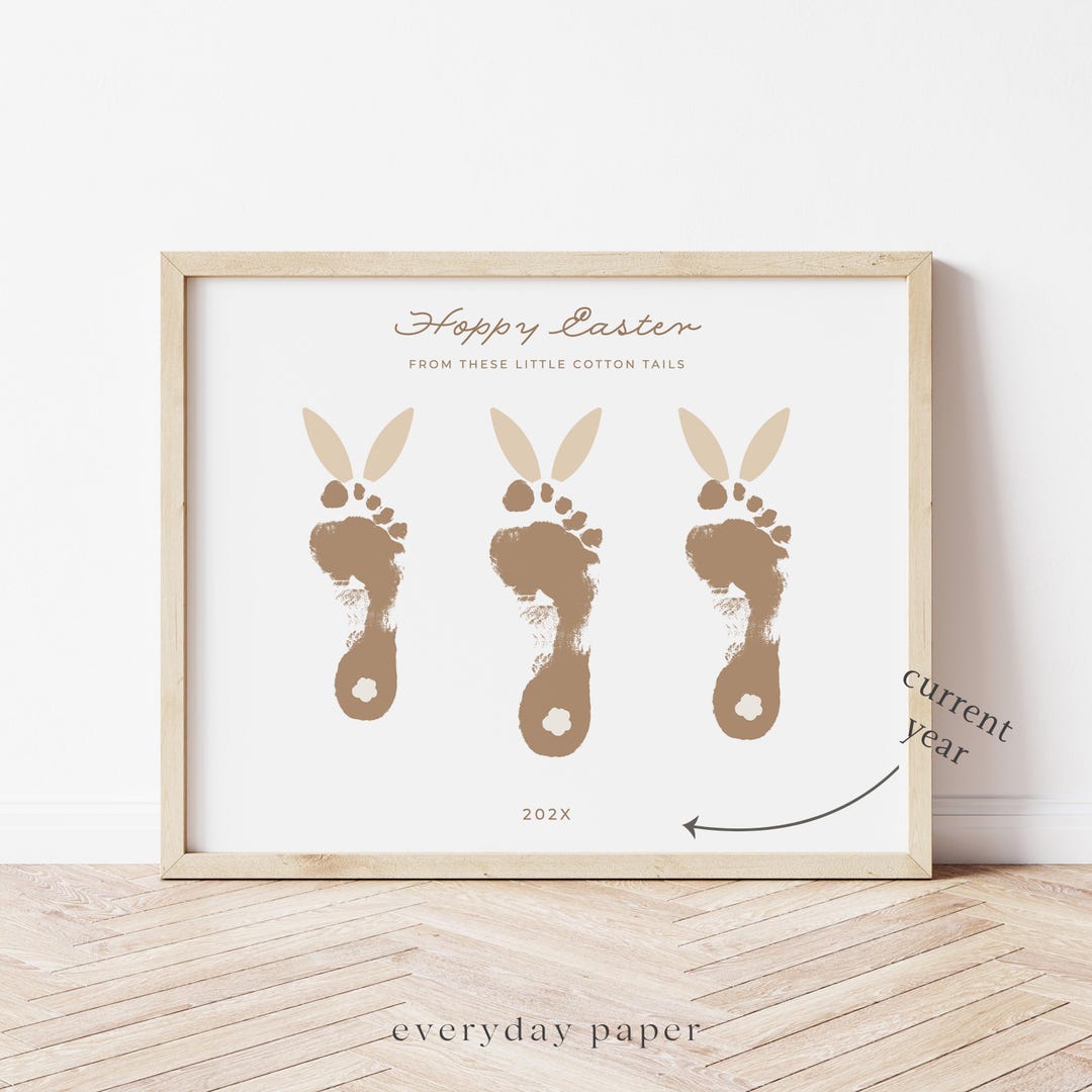 Bunny Footprint Art for 3 Kids, Hoppy Easter Art Activity With Year ...