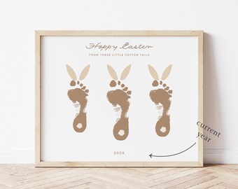 Bunny Footprint Art for 4 Kids, Hoppy Easter Art Activity With Year ...