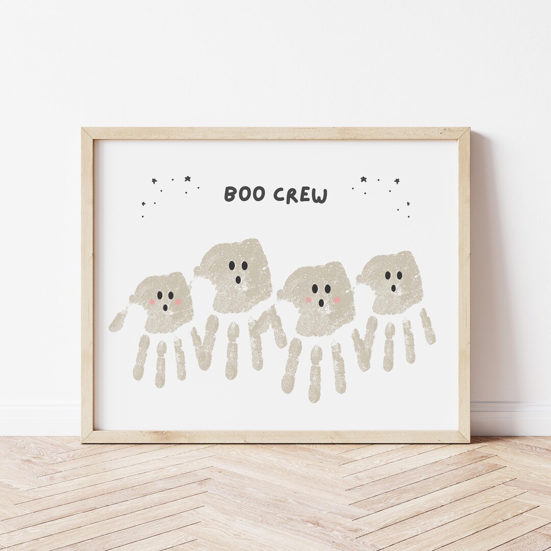 Boo Crew Ghost Handprint Craft for 2, 3 or 4 Kids Handprints, Halloween ...