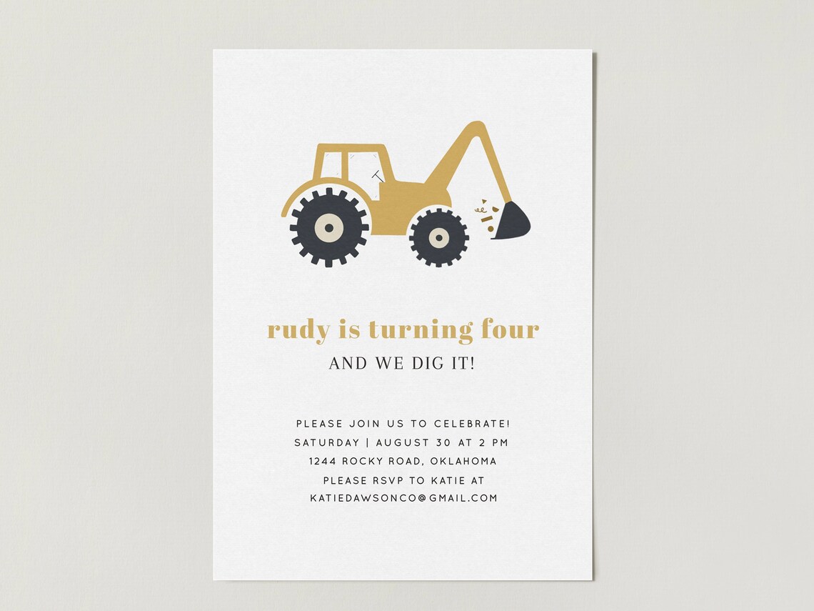 Tractor Birthday Party Invitation Template Digital Download - Etsy