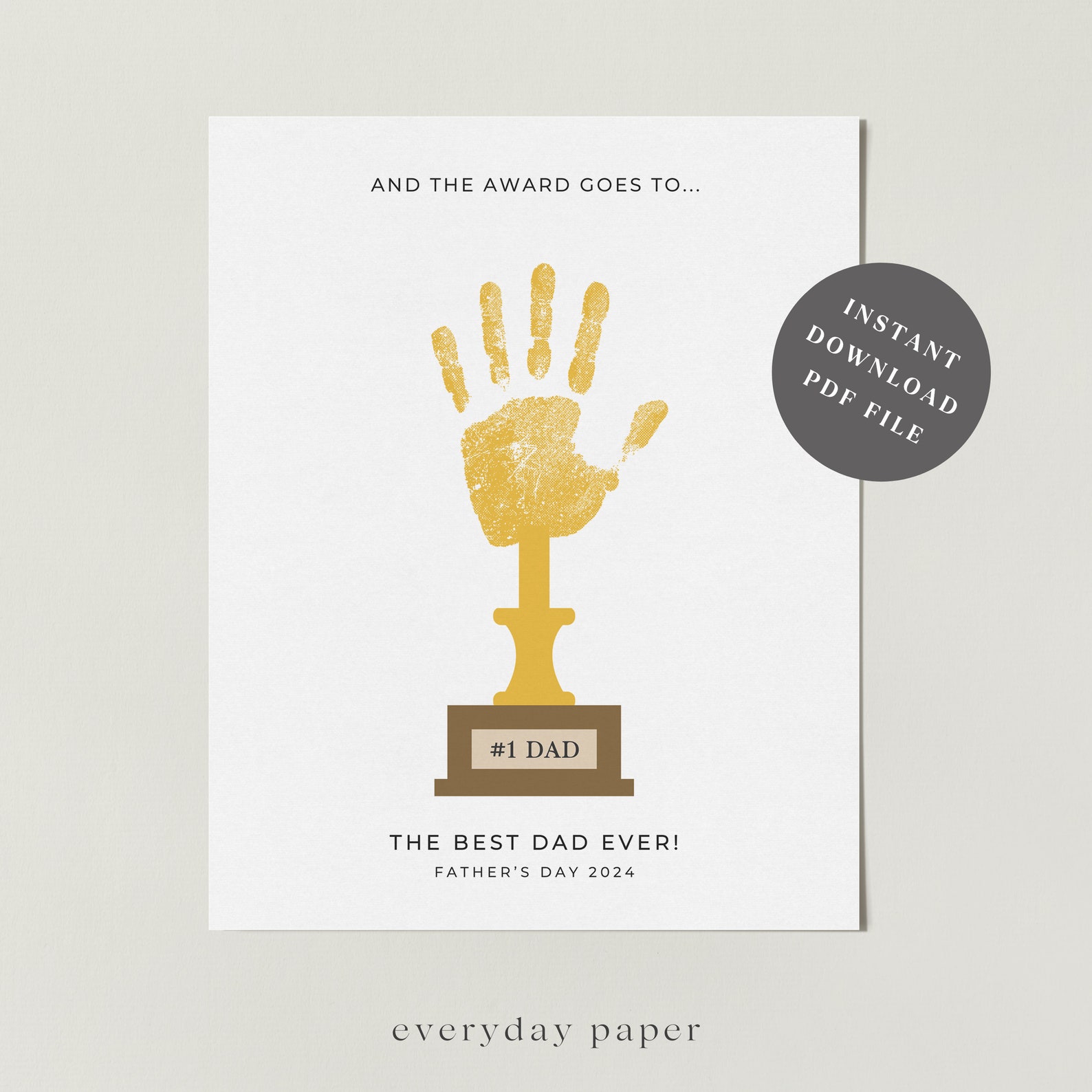 Father's Day Trophy Handprint Art Printable 1 DAD Trophy Handprint ...