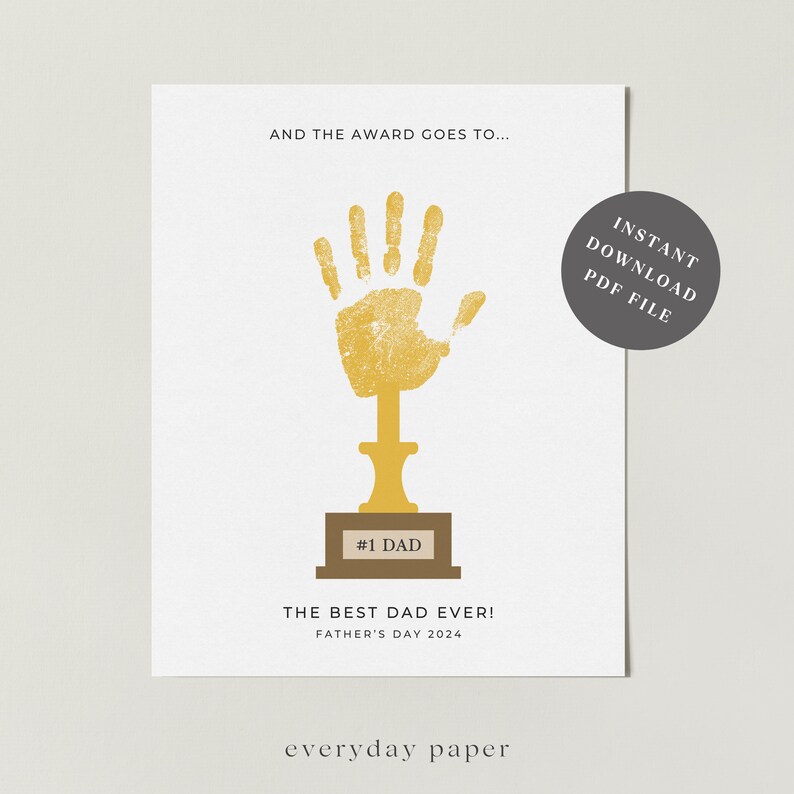 Father's Day Trophy Handprint Art Printable 1 DAD Trophy Handprint ...