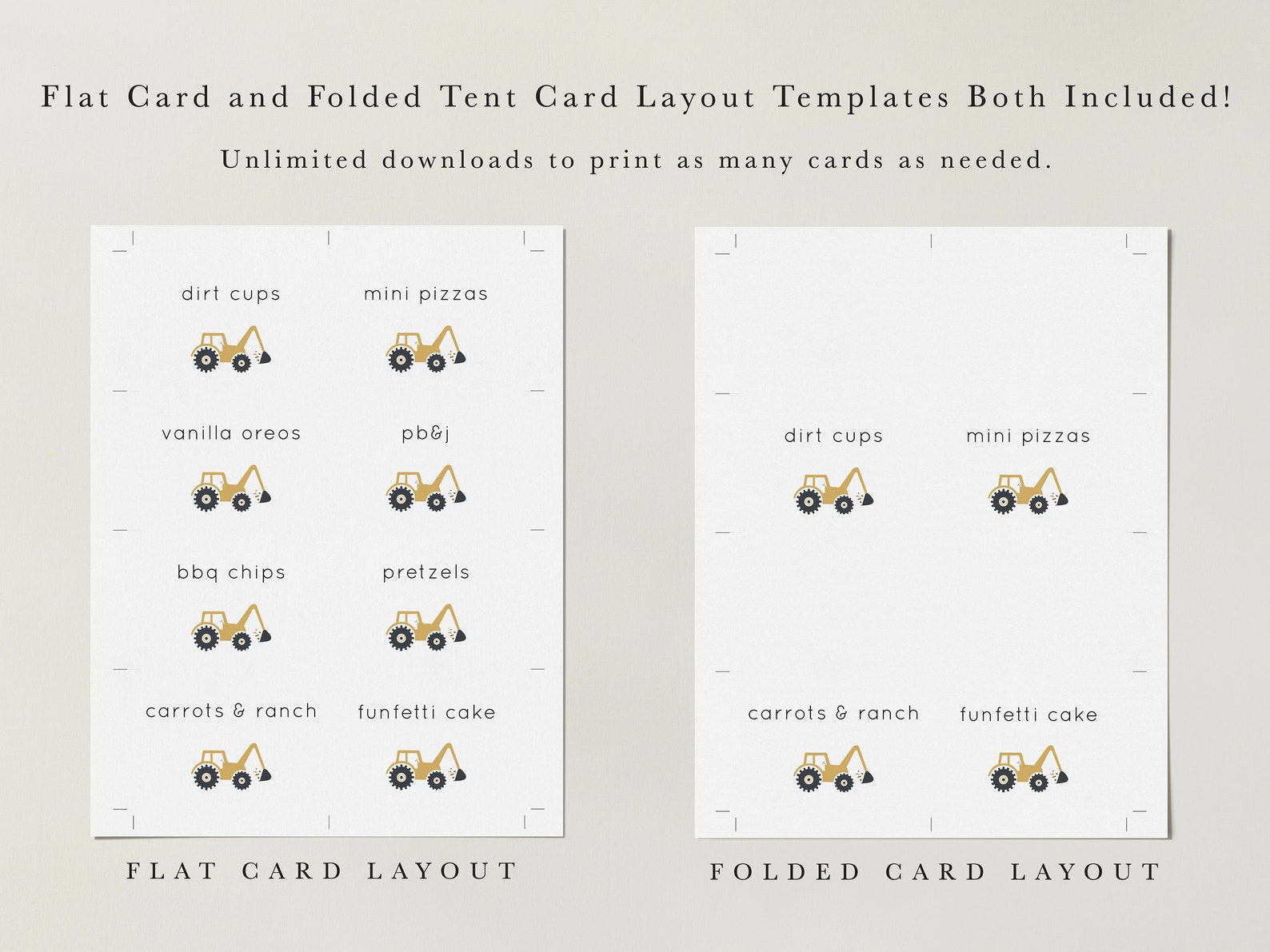 Tractor Birthday Party Editable Food Cards | Food Card Template ...