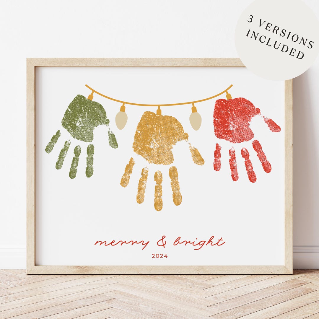 Christmas Lights Handprint Craft for 1 Kid, 2 Kids, or 3 Kids, Merry ...