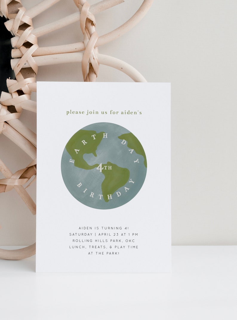 Earth Day Editable Invitation Template for Event or Birthday - Etsy