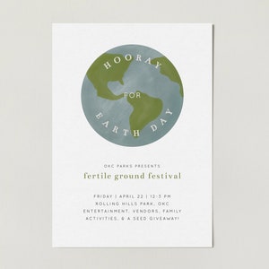 Earth Day Editable Invitation Template for Event or Birthday | BONUS ...