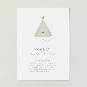 Party Hat Birthday Party Invitation Template Digital | Etsy