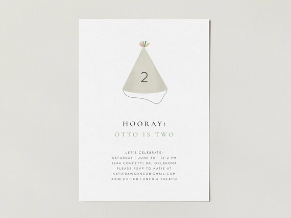 Party Hat Birthday Party Invitation Template Digital | Etsy