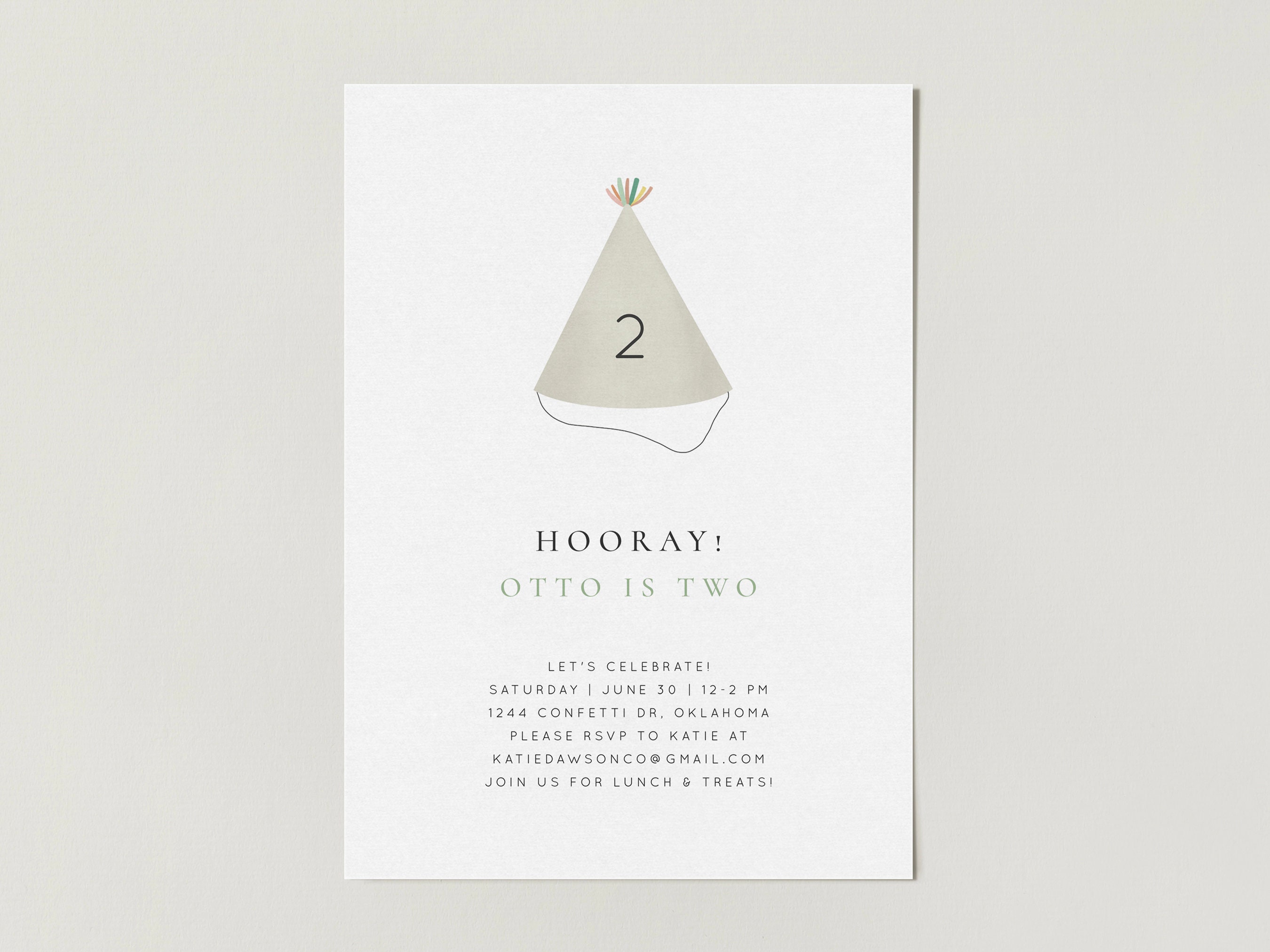 Party Hat Birthday Party Invitation Template Digital - Etsy