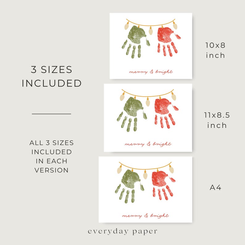 Christmas Lights Handprint Craft for 1 Kid, 2 Kids, or 3 Kids, Merry ...