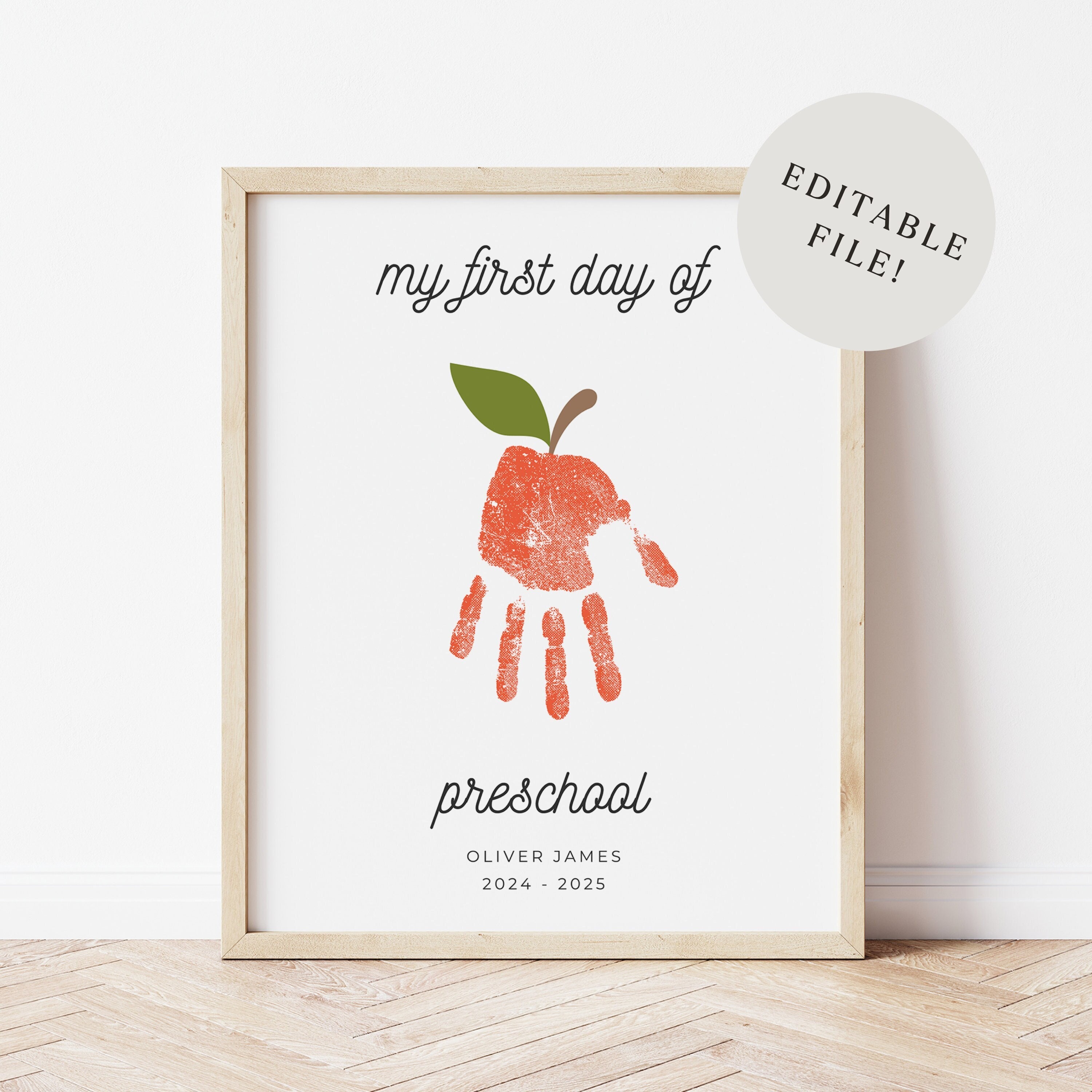 Apple First Day of School Handprint Craft Back to School Printable ...