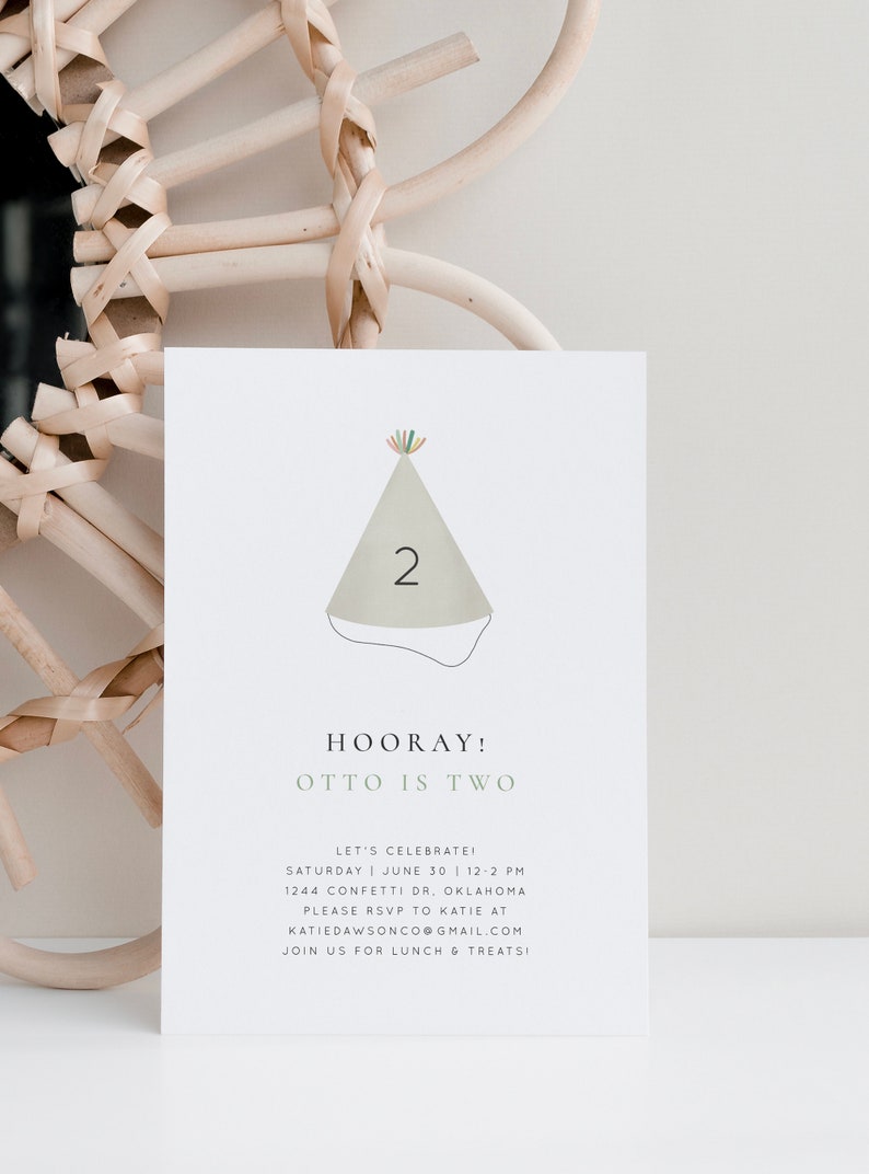 Party Hat Birthday Party Invitation Template Digital | Etsy