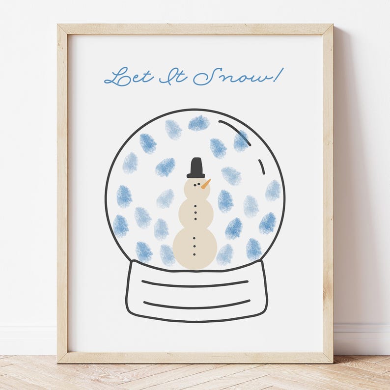 Snowglobe Fingerprint Craft, Winter Fingerprint Art for Toddlers, Baby ...