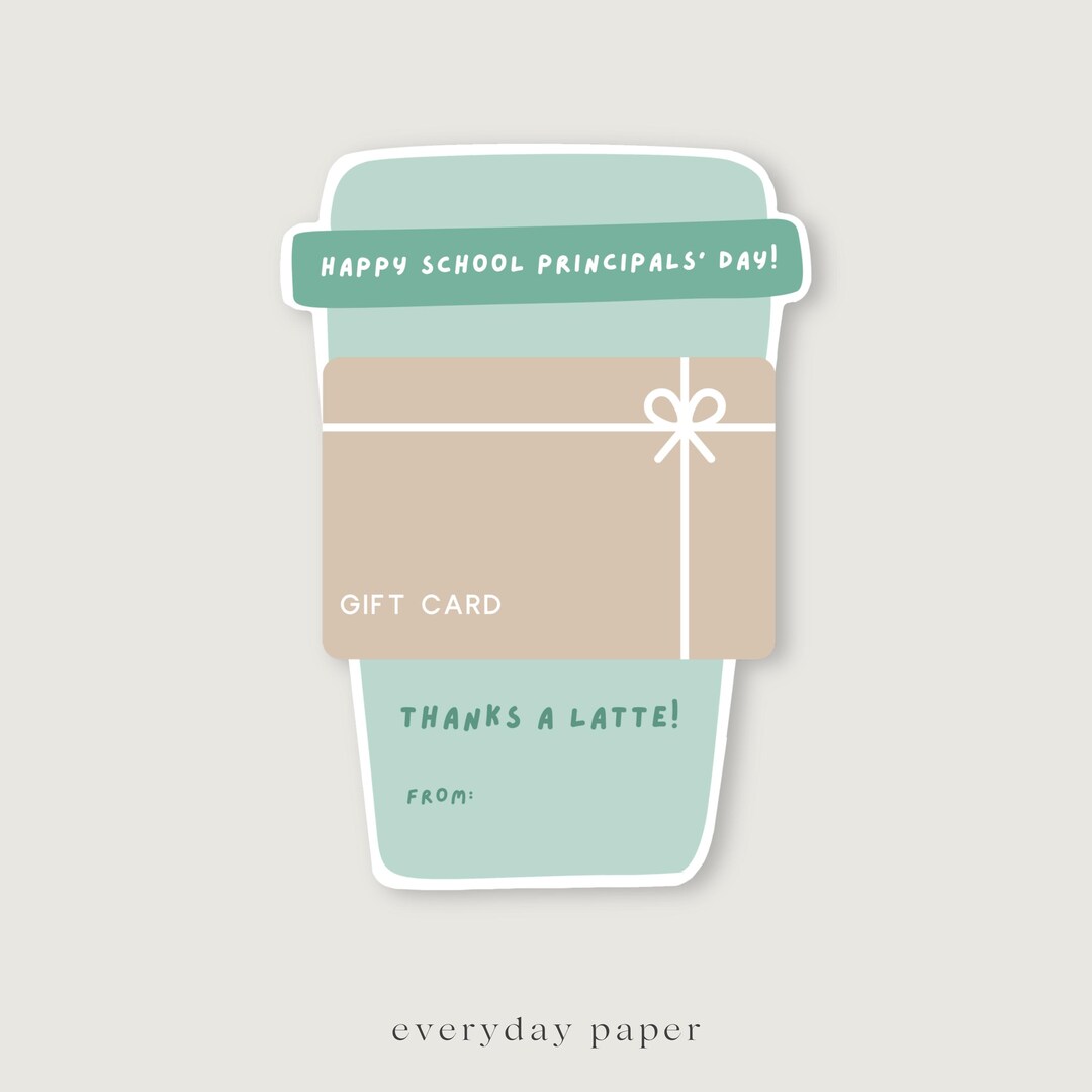 School Principals Day Coffee Cup Gift Card Holder, Thank You a Latte ...