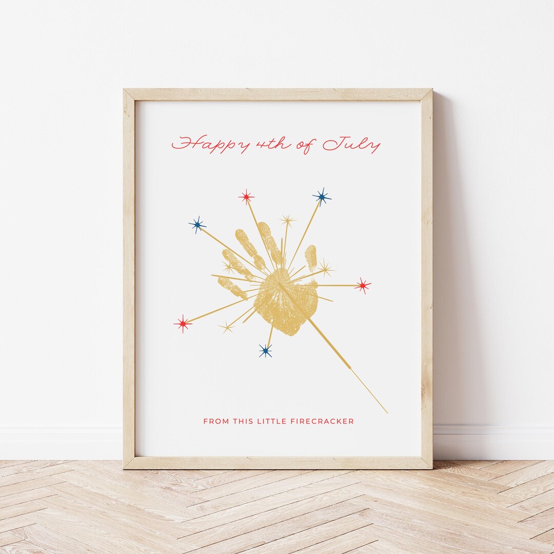 4th of July Firework Handprint Art, Little Firecracker Independence Day ...