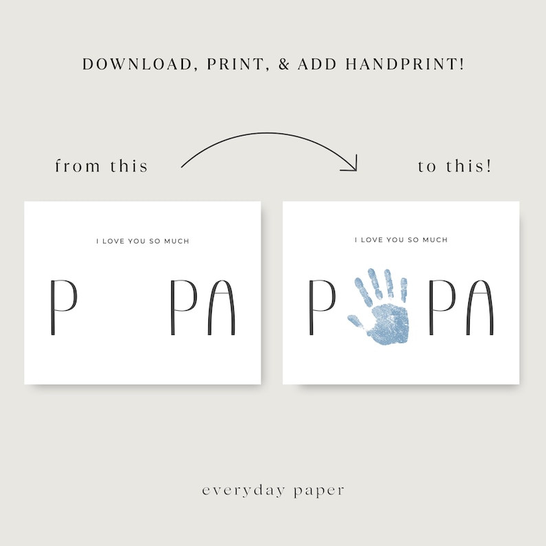 Papa Handprint Art Printable, Papa Birthday Gift, Papa Father's Day ...