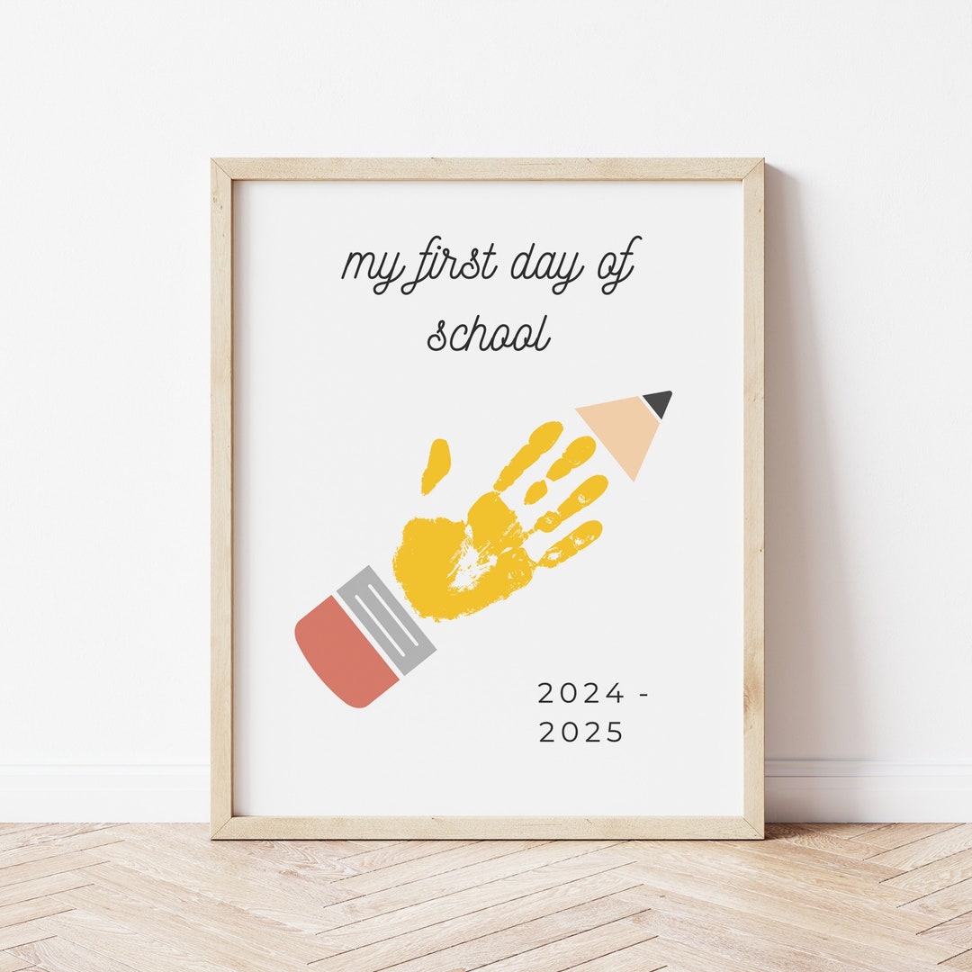 First Day of School Pencil Handprint Craft | Back to School Printable ...