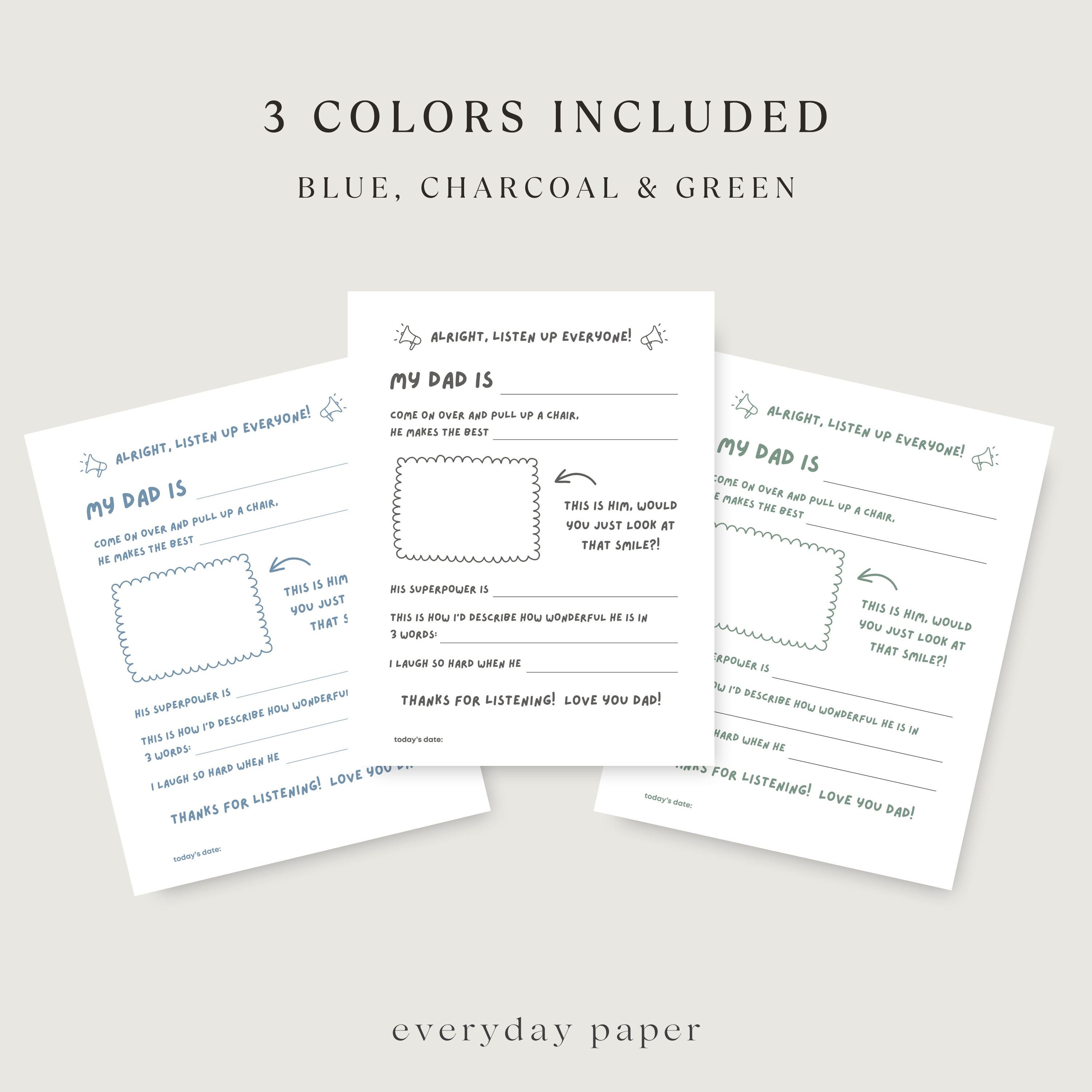 Father's Day Fill in the Blank Questionnaire Funny Fathers Day ...