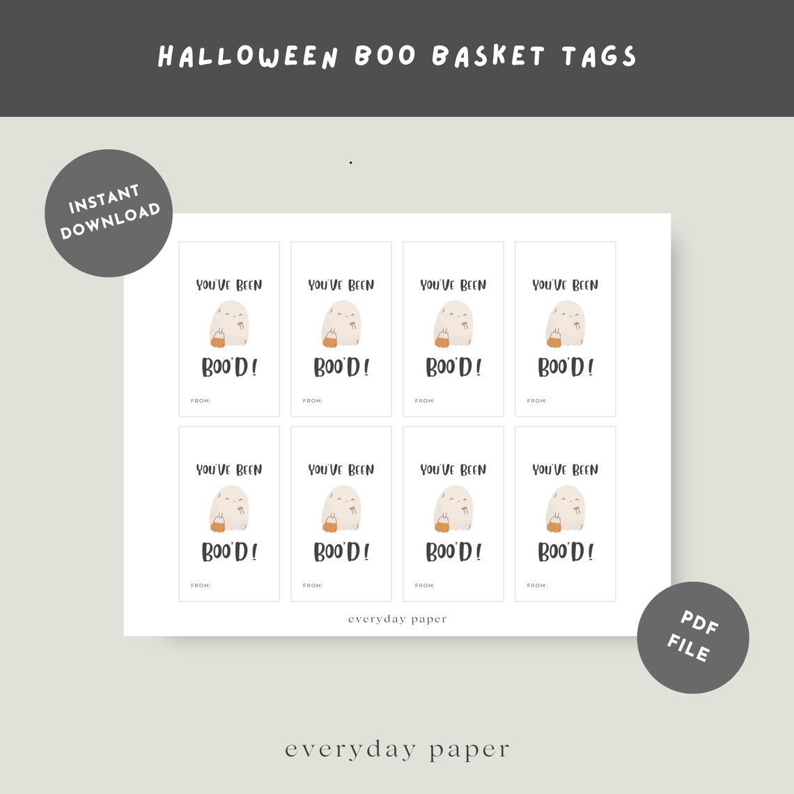 You've Been Boo'd Tags, Boo Basket Tags, Halloween Treat Tags, You've ...