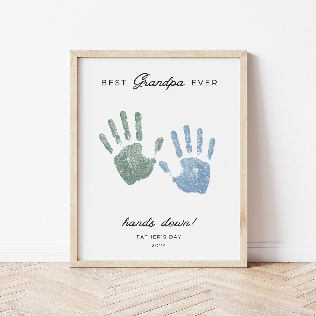 Best Grandpa Hands Down Handprint Art Printable Grandpa Handprint Craft ...