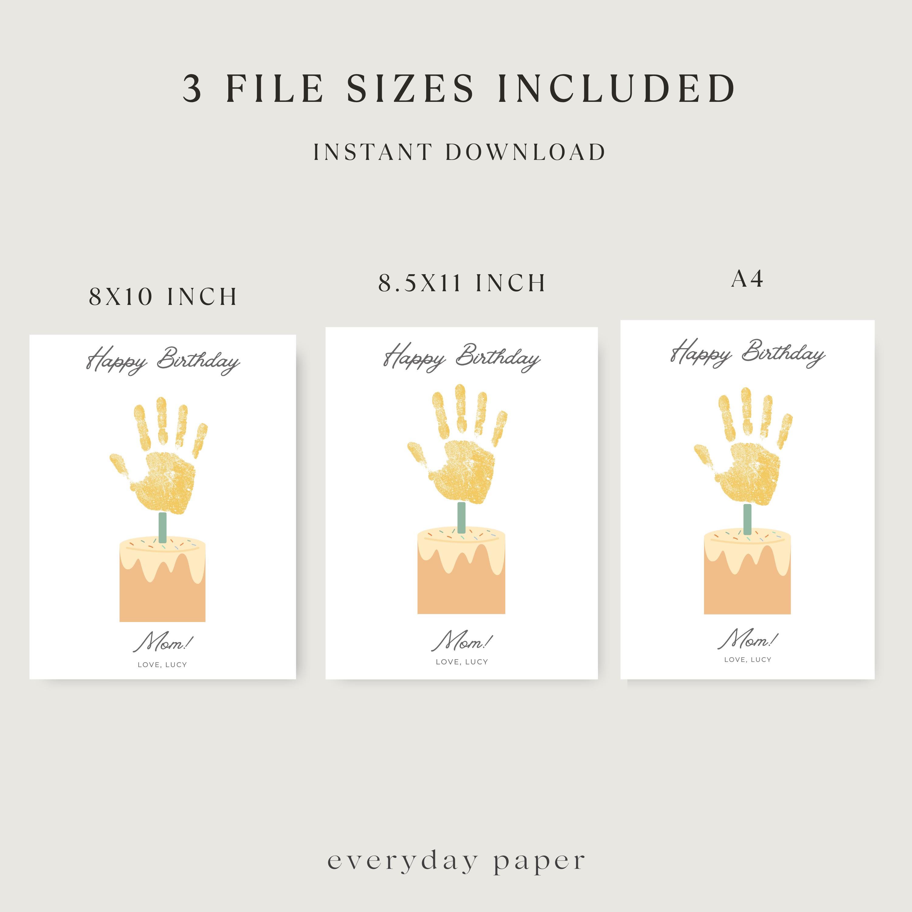 Editable Birthday Cake Handprint Craft, Handmade Art Birthday Card From ...