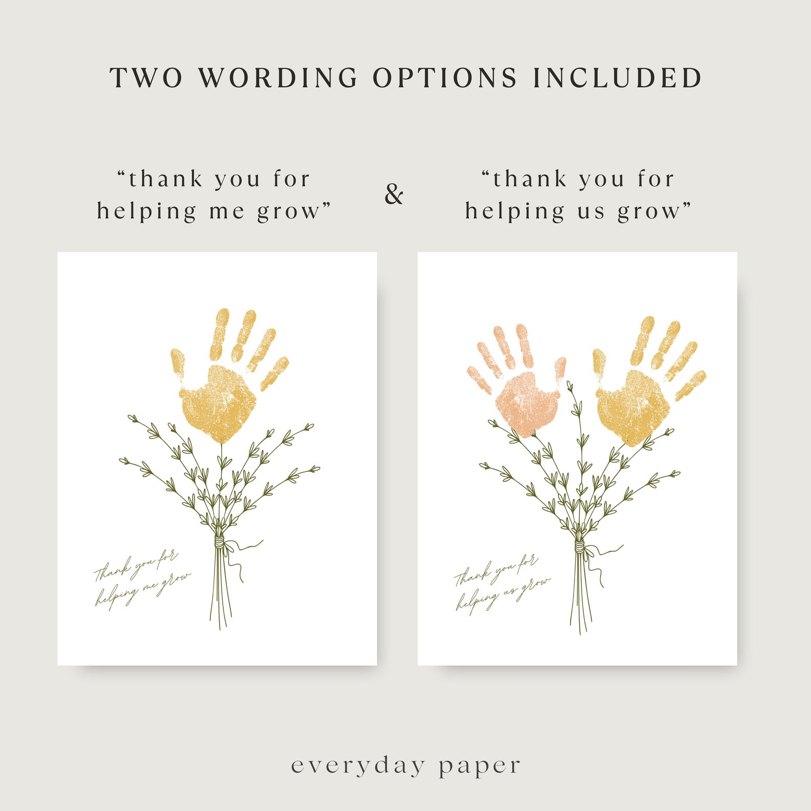 Thank You for Helping Me Grow Handprint Art for Teacher Printable ...