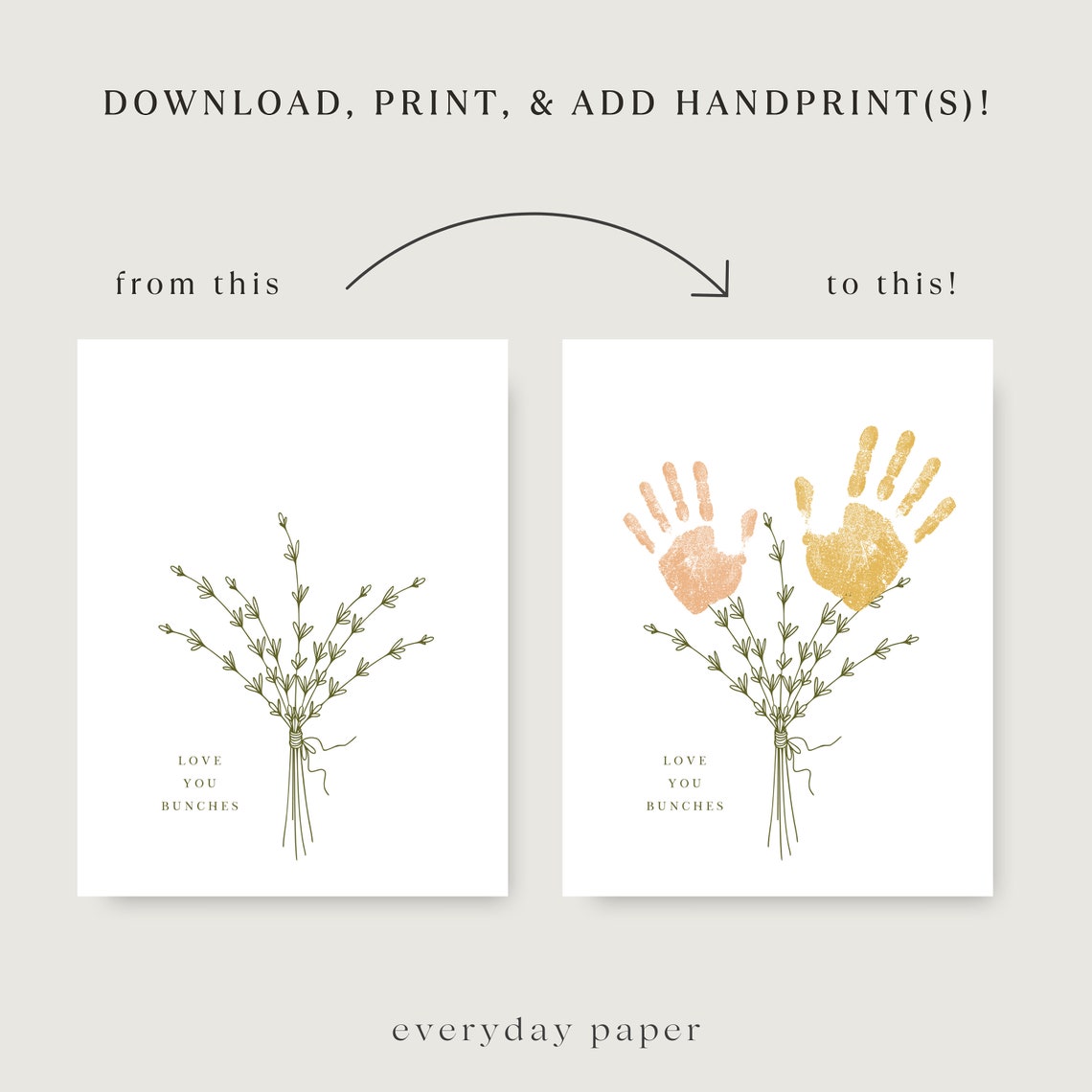 Love You Bunches Handprint Art Printable Dad Flower Bouquet Handprint ...