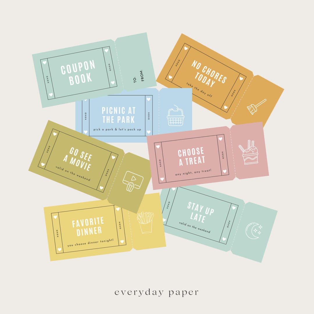 Love Coupons for Kids Printable, Valentine Coupons for Kids Gift ...