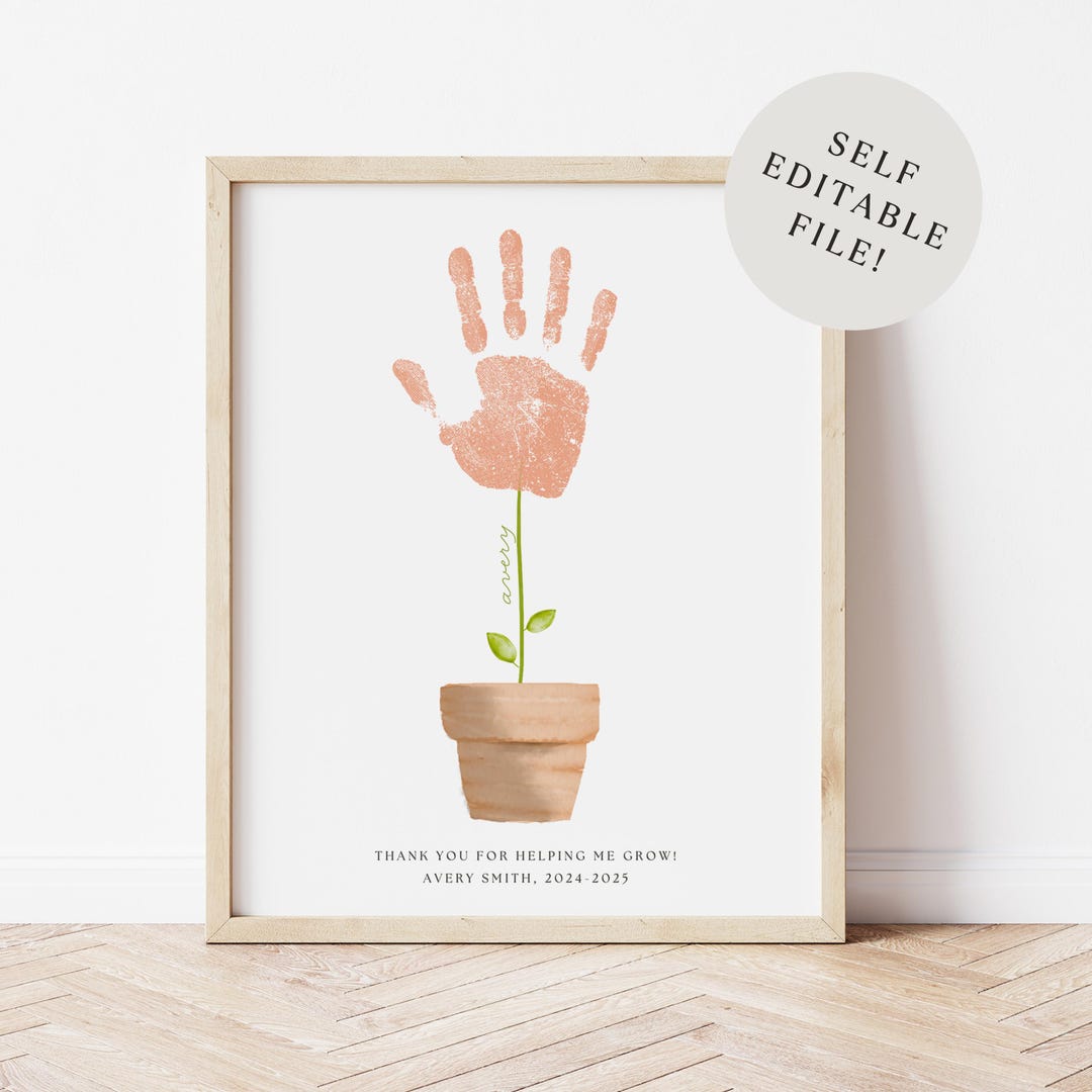 Thank You for Helping Me Grow Editable Flower Handprint Art, End of the ...