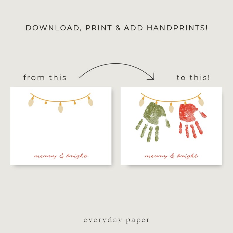 Christmas Lights Handprint Craft for 1 Kid, 2 Kids, or 3 Kids, Merry ...