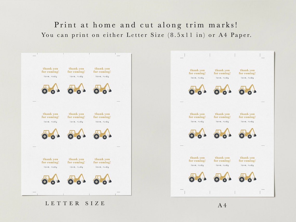 Tractor Birthday Party Editable Favor Tags Digital Download Template ...