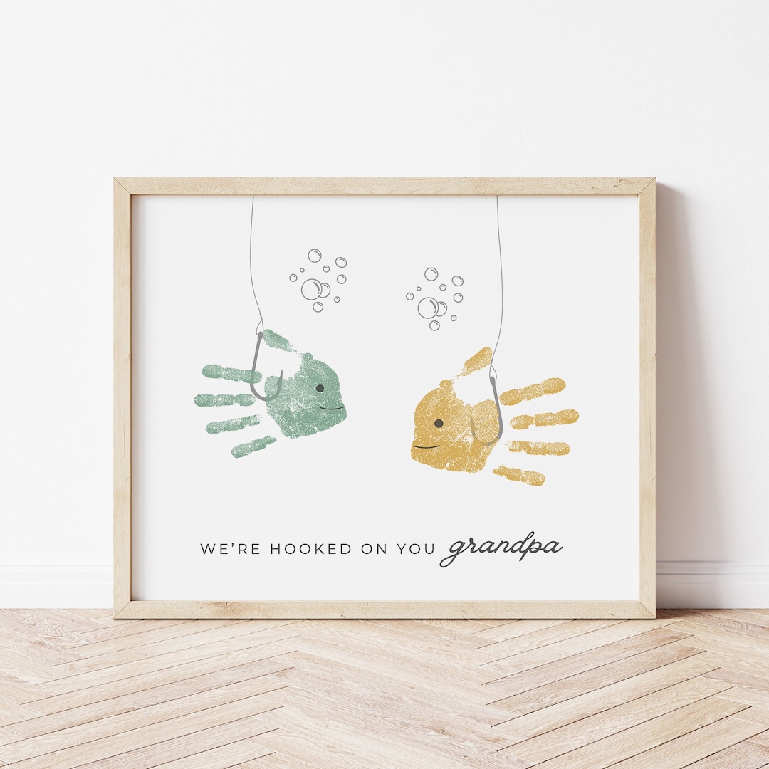 Grandpa Fishing Handprints Art Printable | Birthday Gift for Grandpa ...