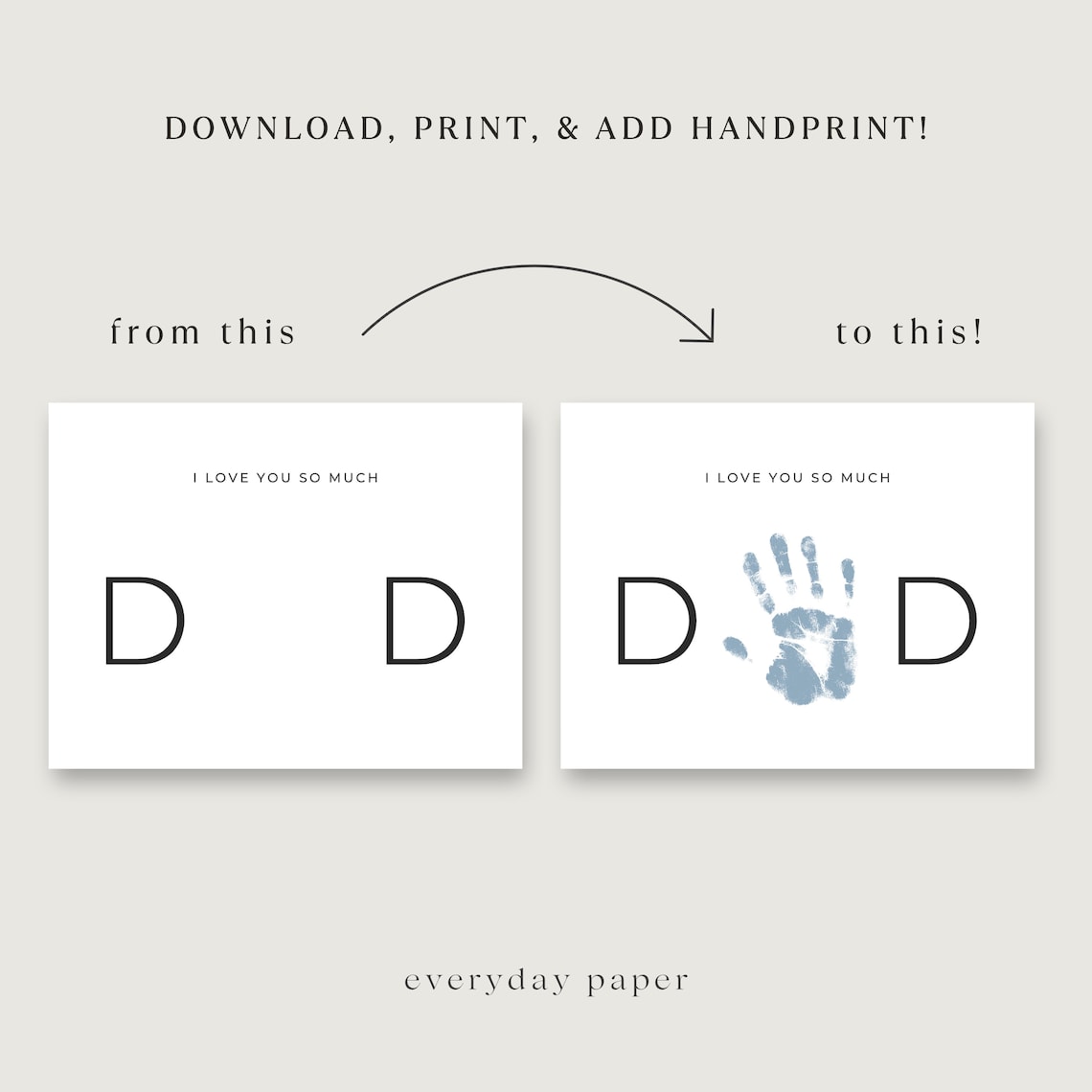 Dad Handprint Printable | Handprint Art Craft for Dad | Simple Minimal ...
