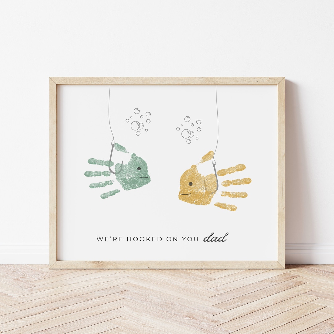 Dad Fishing Handprints Art Printable | Birthday Gift for Dad From Kids ...