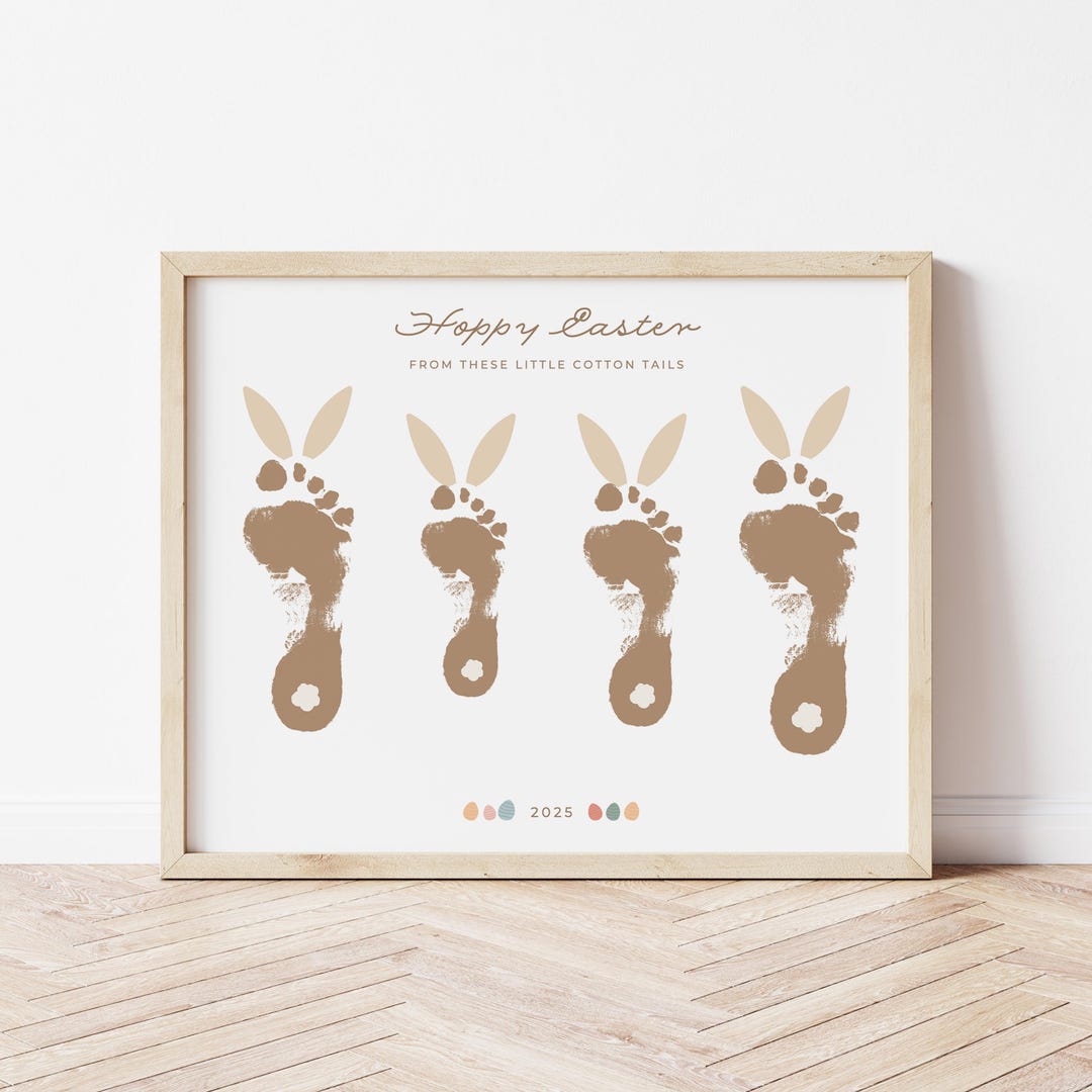Bunny Footprint Art for 4 Kids, Hoppy Easter Art Activity With Year ...