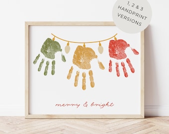 Christmas Lights Handprint Craft for 1 Kid, 2 Kids, or 3 Kids, Merry ...