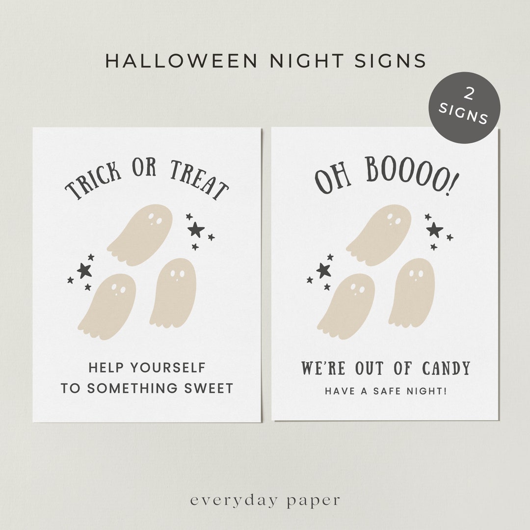 Halloween Signs for Trick or Treaters, Two Signs Bundle, Help Yourself ...
